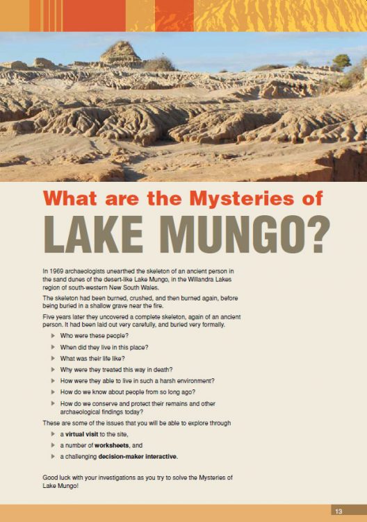 What are the mysteries of Lake Mungo? Year 7 - Australian History Mysteries